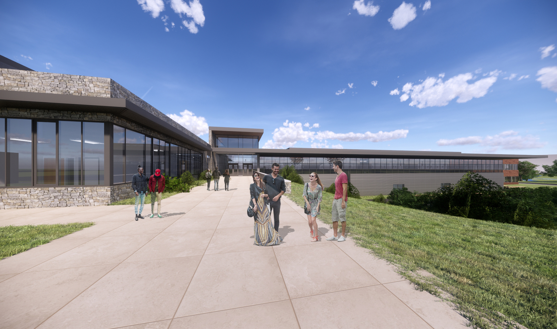 20180809_FIHS Exterior View Main Entry - Craig Gaulden Davis Architecture